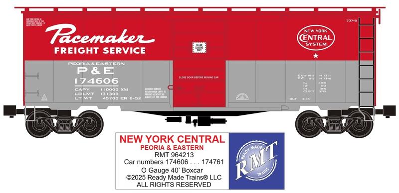 RMT-96421-3 New York Central Pacemaker (Peoria & Eastern) 40' PS-1 Box ...